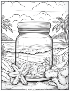 Printable Beach in a Jar Summer Coloring Pages - FREE Download!