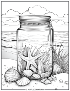 Printable Beach in a Jar Summer Coloring Pages - FREE Download!