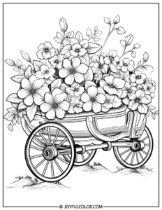 Flowers in a Wagon Coloring Pages - FREE Download!
