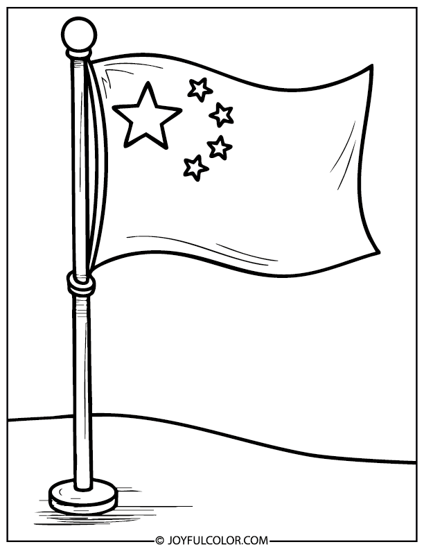 Chinese Flag Coloring Page - FREE Printable Coloring Sheet!