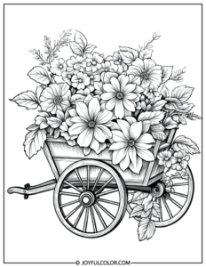 Flowers in a Wagon Coloring Pages - FREE Download!