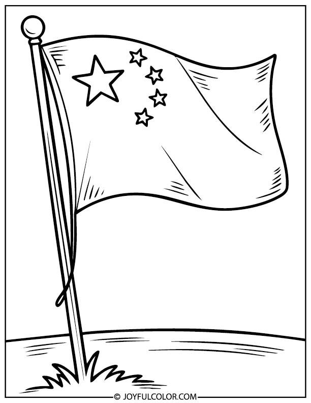 Chinese Flag Coloring Page - FREE Printable Coloring Sheet!