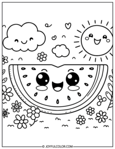 20 Watermelon Coloring Page Printable for FREE Download