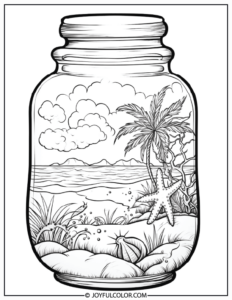 Printable Beach in a Jar Summer Coloring Pages - FREE Download!