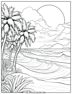 Beach Sunset Coloring Pages - Easy To Print & FREE Download!