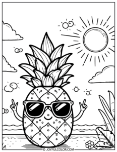 20 Pineapple Coloring Page Printable for FREE Download