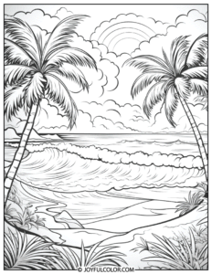 Beach Sunset Coloring Pages - Easy To Print & FREE Download!