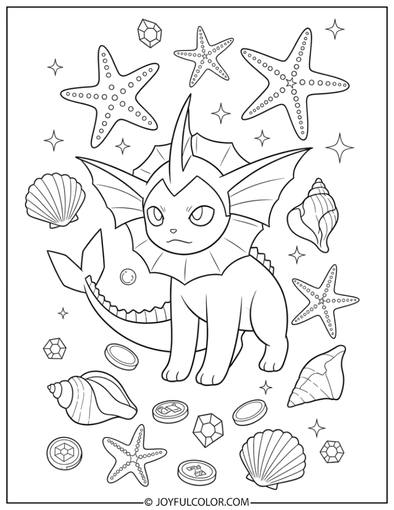 Vaporeon Coloring Pages – FREE Printable Sheets for Pokemon Fans!