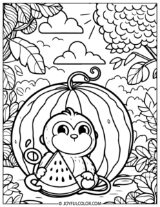 20 Watermelon Coloring Page Printable for FREE Download