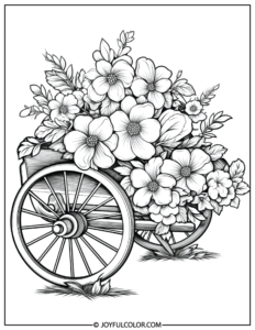 Flowers in a Wagon Coloring Pages - FREE Download!